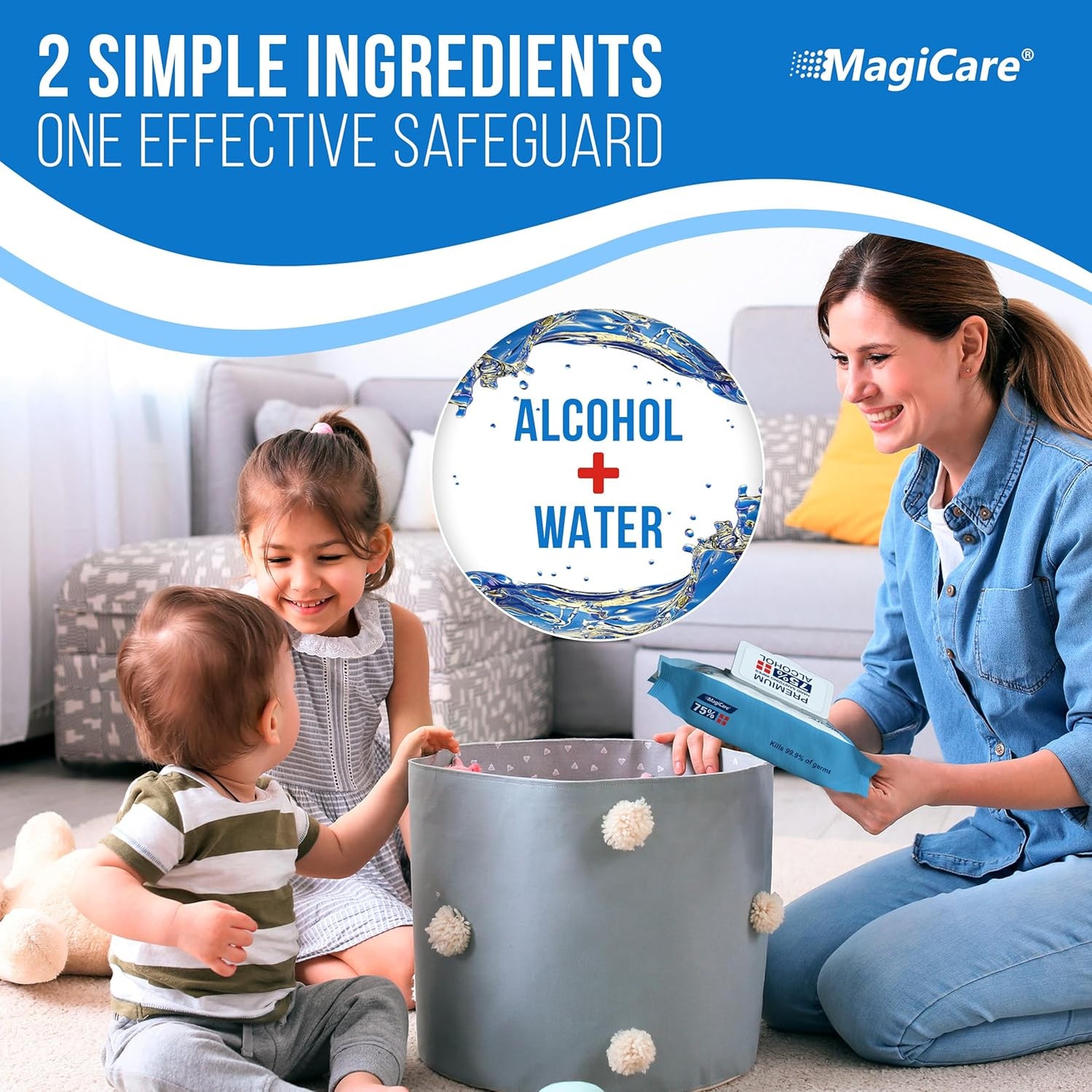 MagiCare 75% Alcohol Wipes (80ct) | Hand Sanitizer Disinfecting Wipes